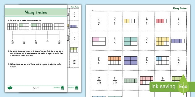 Stage 5 Order Fractions with Same Denominator Activity