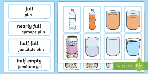 Capacity Matching Cards English/Romanian - Capacity Matching Cards EYFS