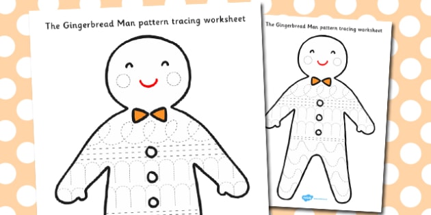 The Gingerbread Man Pattern Tracing Worksheet - gingerbread man