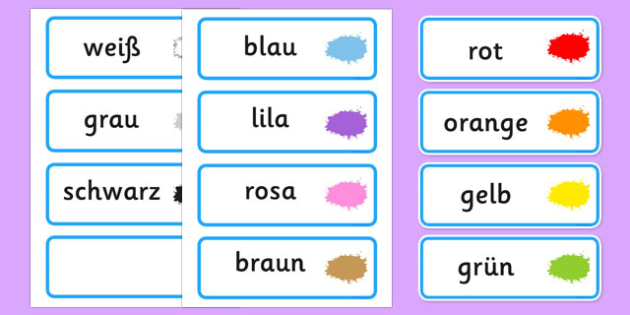 German Colour Word Cards (teacher made)