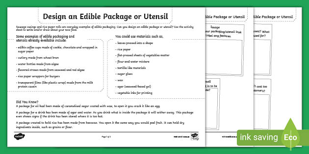 Design Edible Packaging Activity Sheet