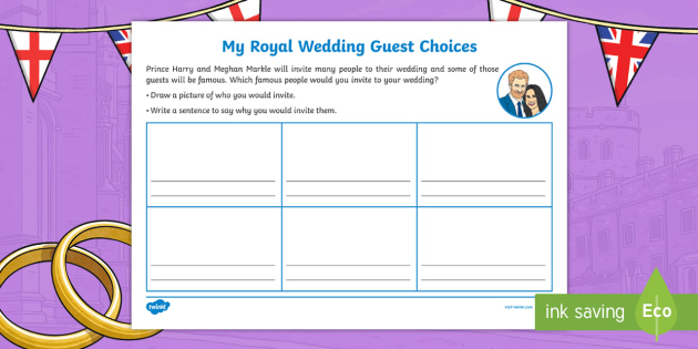 KS1 My Royal Wedding Guest Choices Worksheet
