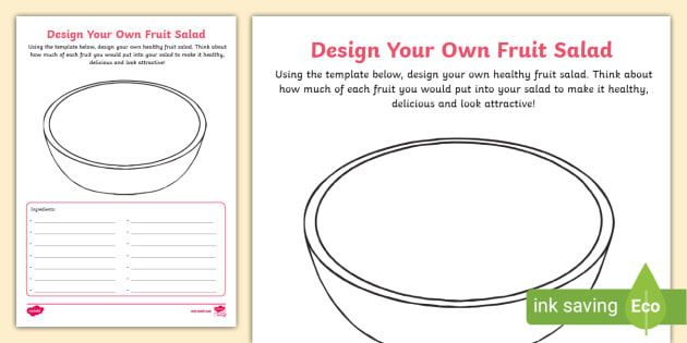 * NEW * Design Your Own Fruit Salad Activity Sheet
