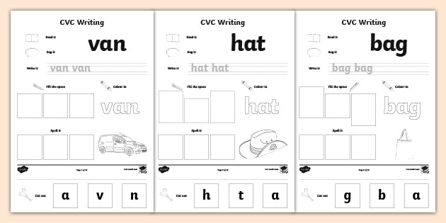 CVC Writing Word Worksheet / Worksheet Pack A