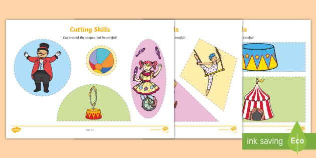 Circus Themed Cutting Skills Worksheet / Worksheets