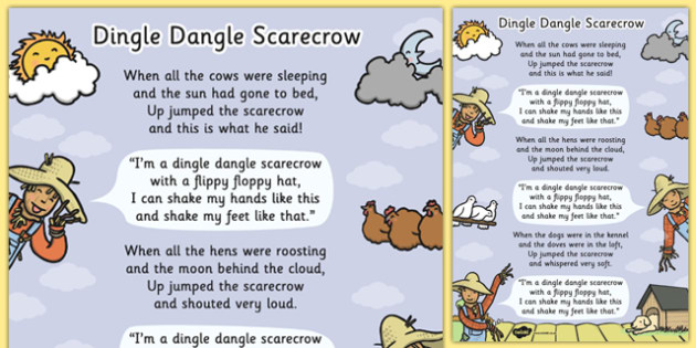 Dingle Dangle Scarecrow Nursery Rhyme Poster - scarecrow, recipe