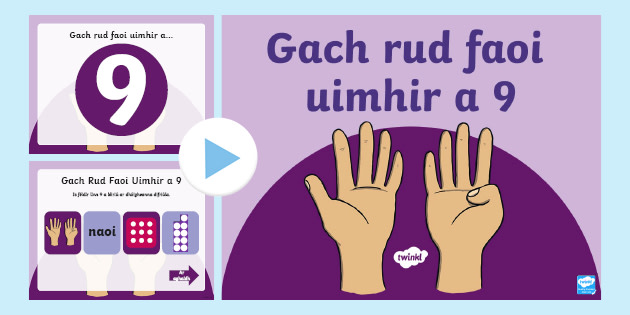 All About the Number 9 PowerPoint Gaeilge (teacher made)