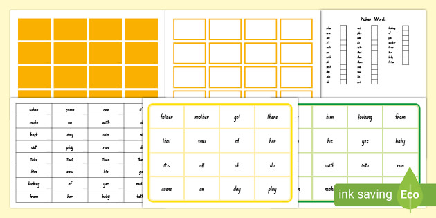 New Zealand Yellow Sight Words Bingo (teacher made)