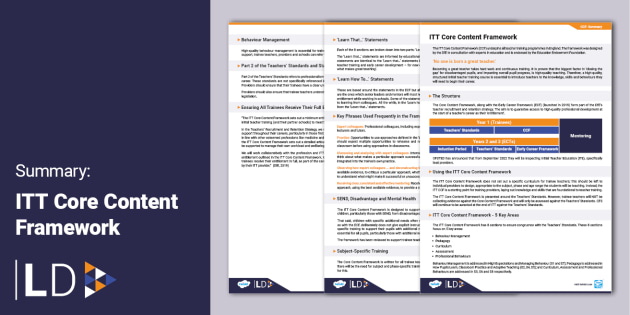 ITT Core Content Framework: A Summary (teacher made)