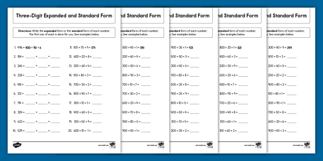 Numbers In Expanded Form For 2nd Grade 2nd Grade Place Value Standard,