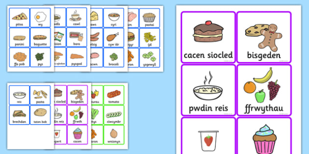 Beautifully Illustrated Welsh Food Words Cards