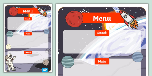 Editable Space-Themed Menu (teacher made) - Twinkl