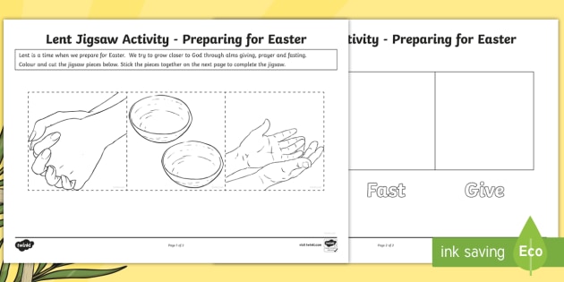 Preparing for Easter Lent Jigsaw Worksheet / Worksheet