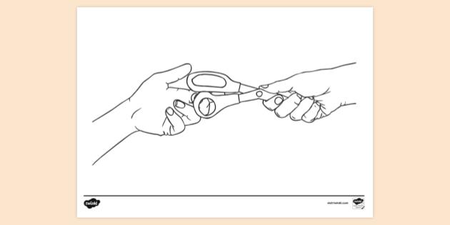 FREE! - Handing Over Scissors Colouring Sheet | Colouring Sheets