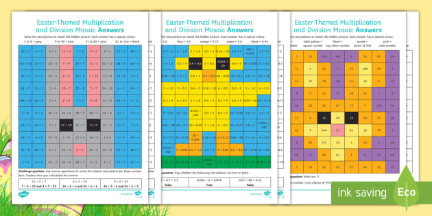 UKS2 Easter-Themed Multiplication and Division Mosaic Worksheet