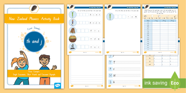 NZ Phonics Activity Book - Focus sounds th and j