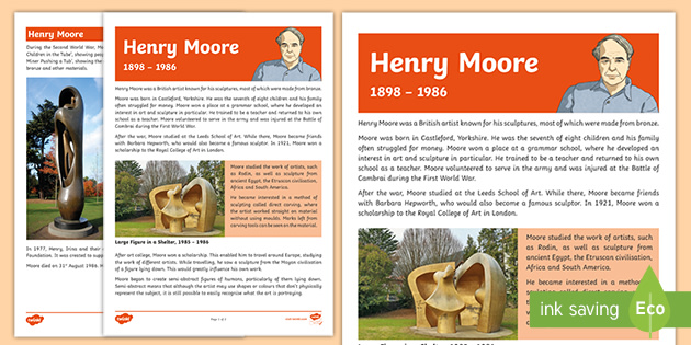 KS2 Henry Moore Artist Fact Files