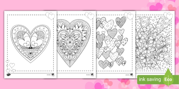 Valentine's Day Mindfulness Colouring Pages - Grades 4-6