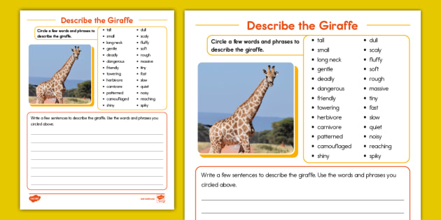 Describe the Giraffe Activity (teacher made)