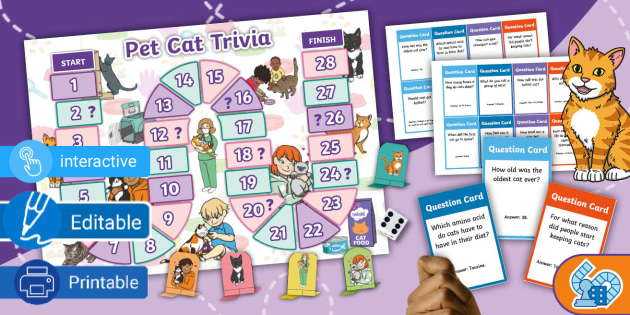 Cats Trivia Board Game - National Pet Month - Month of Pets