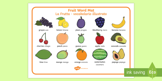 Fruit Word Mats English Italian Teacher Made