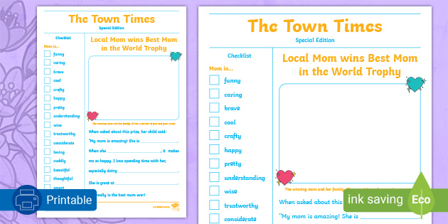 Mother's Day Newspaper Writing Activity | South Africa