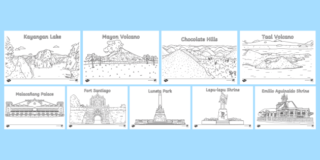 Philippine Landmarks Coloring Sheet | Philippines | Twinkl