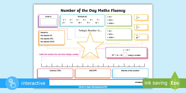 Year 6 Number of the Day Maths Fluency Activity Mat