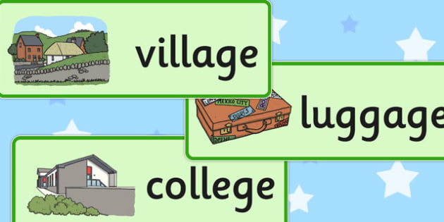 Two Syllable Final 'J' Sound Word Cards (teacher made)