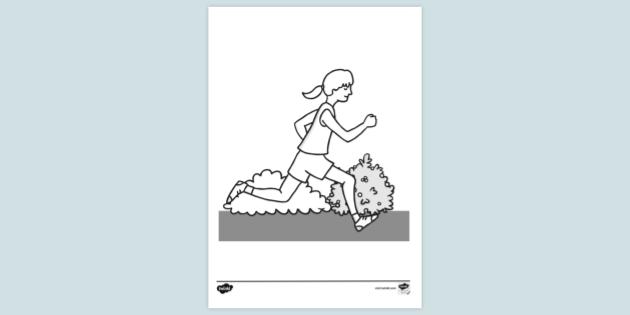 Running Girl Colouring Sheet - Primary Resources
