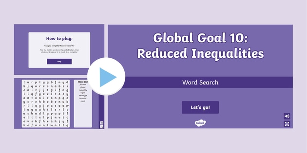 Global Goals: Reduced Inequalities Interactive Word Search
