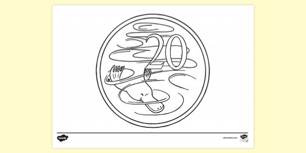 FREE! - Australian Twenty Cent Coin Colouring | Colouring Sheets