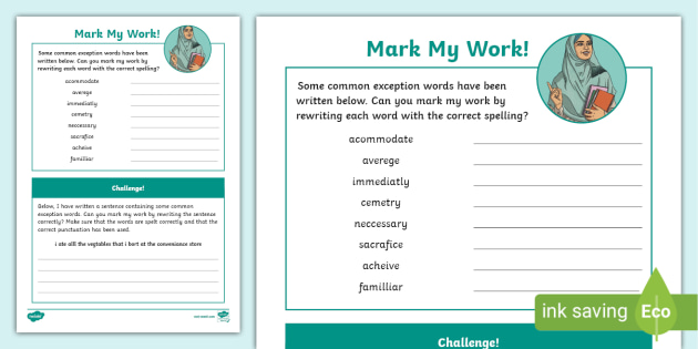 Mark My Work! Year 5/6 Common Exception Words (teacher made)