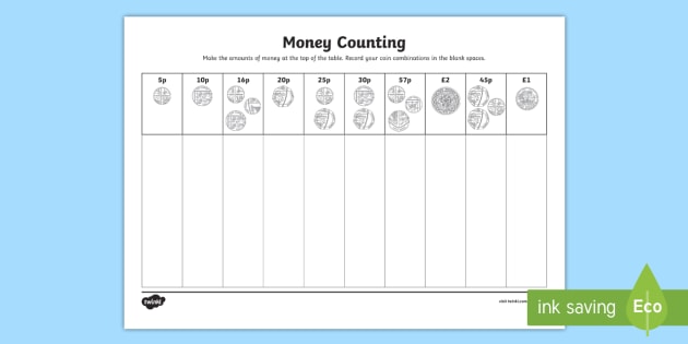 Money Counting and Sorting Worksheets