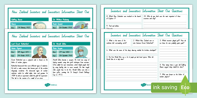 Inventor Information Sheet and Activity Pack One