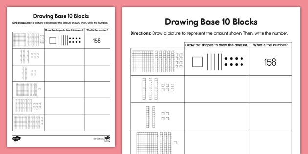 Base Ten Blocks Worksheets 2nd Grade Place Value With Hundreds Tens