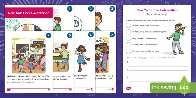 New Year's Eve Celebration Guided Reading Comprehension Activity