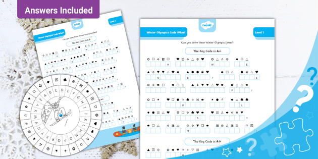 Winter Olympics Secret Code Wheel - L1 - Twinkl Puzzled