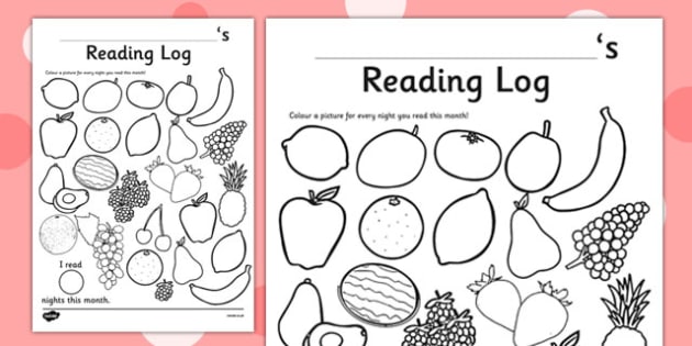 Fruit Themed Colour In Reading Log - monitor, diary, record