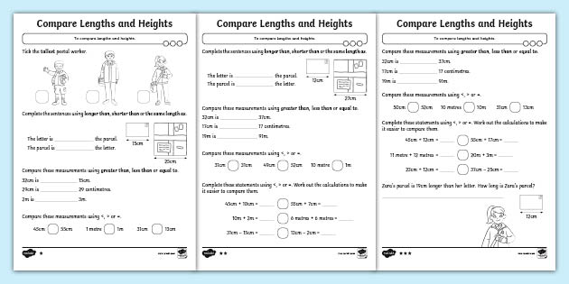 👉 Y2 Compare Length and Heights PlanIt Maths Activity Sheets