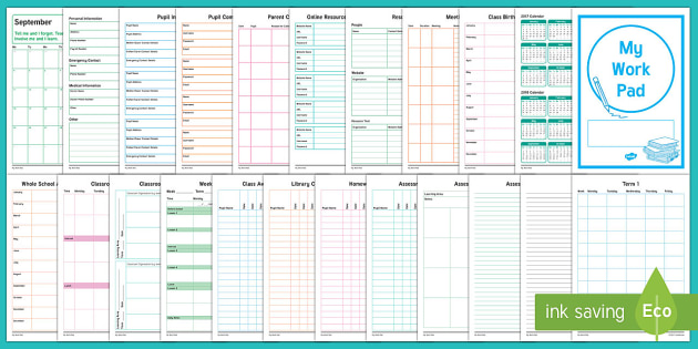 Teacher Scotland Work Pad - CfE, teacher, organisation, planner, log book