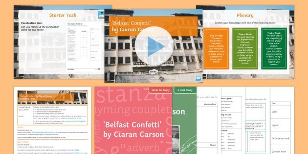 GCSE Poetry Lesson to Support Teaching on 'Belfast Confetti' by Ciaran ...
