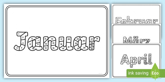 👉 2022 Colour-In German Calendar Months Activity Sheet