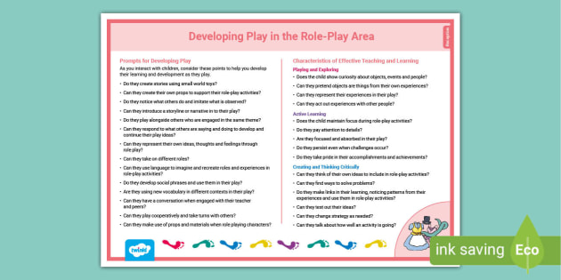 EYFS Role-Play Area Reception Next Steps Poster