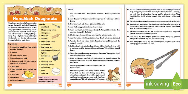 Hanukkah Doughnut Recipe (teacher made)