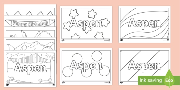 FREE! - Aspen Name Simple Colouring Activity Sheets