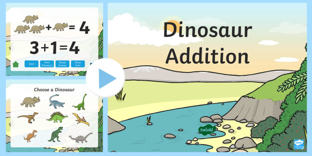 Dinosaur Themed Addition PowerPoint (teacher made)