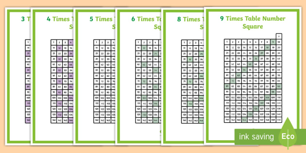 Times Tables Number Square Worksheets - Number Squares Pack