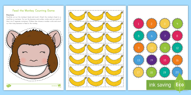 Feed the Monkey Counting Game - Early Childhood Animals, Animals, Pre-K