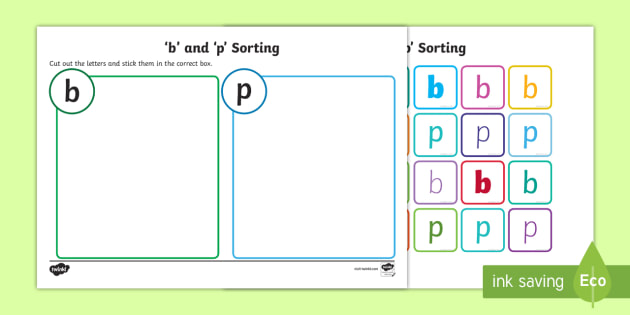 Lowercase b and p Confusing Letter Sorting Activity